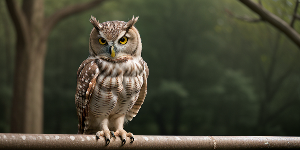 Majestic Owl Perched Gracefully on a Branch in Woodland Habitat.