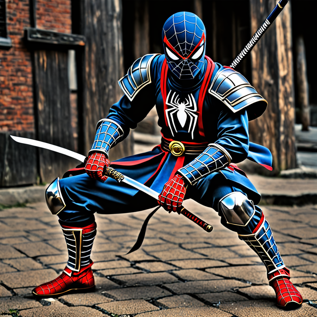 Spider-Man as a black samurai