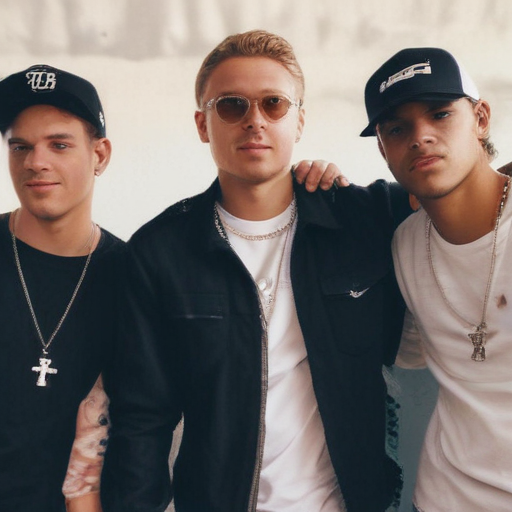 Draw me a picture of theese danish rappers together Gilli, Kesi, D1ma ...