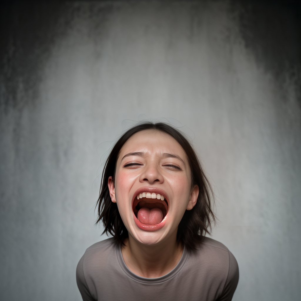 A Joyful Expression of Laughter in a Minimalist Background Setting