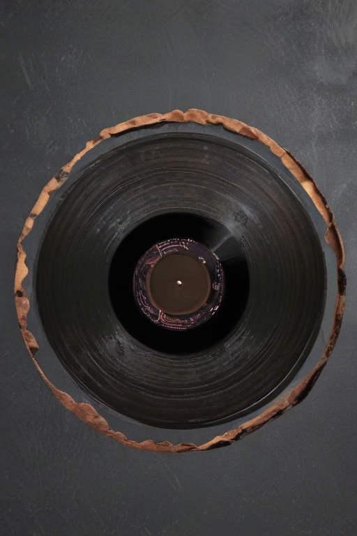 A Vintage Vinyl Record Displayed Artistically with a Unique Edge Design