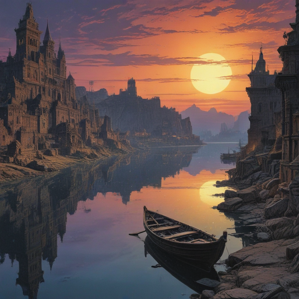 roman empire jean giraud moebius oniric landscape piranesi lake night ...