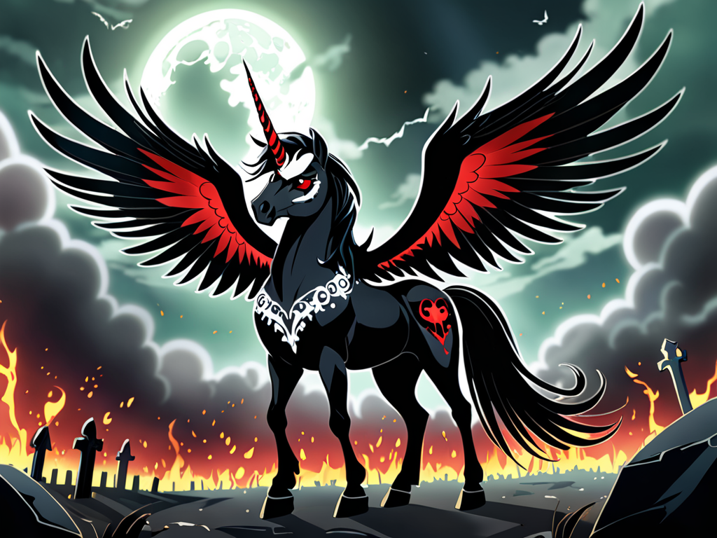 mlp g4 pony necromancer dark alicorn with white markings on face red ...