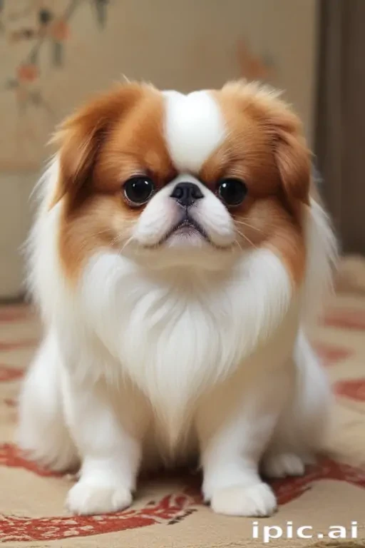 Adorable Japanese Chin Dog with Fluffy Coat and Expressive Eyes.