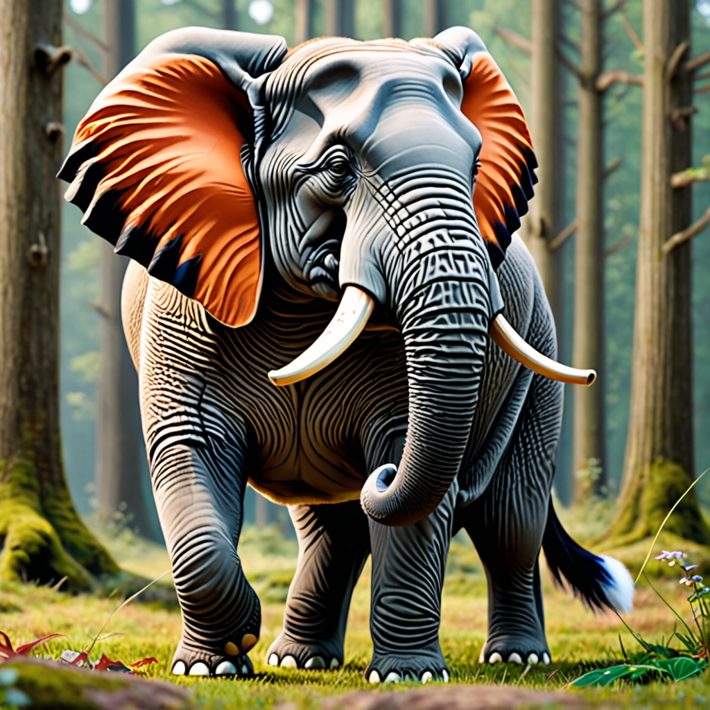 A fusion of elephant and fox, featuring the elephant's robust body with ...