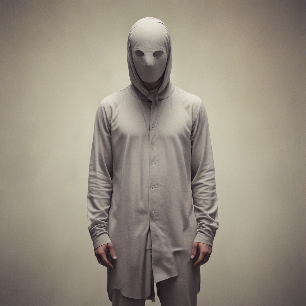 mystical figure being neutral to everything around him, faceless