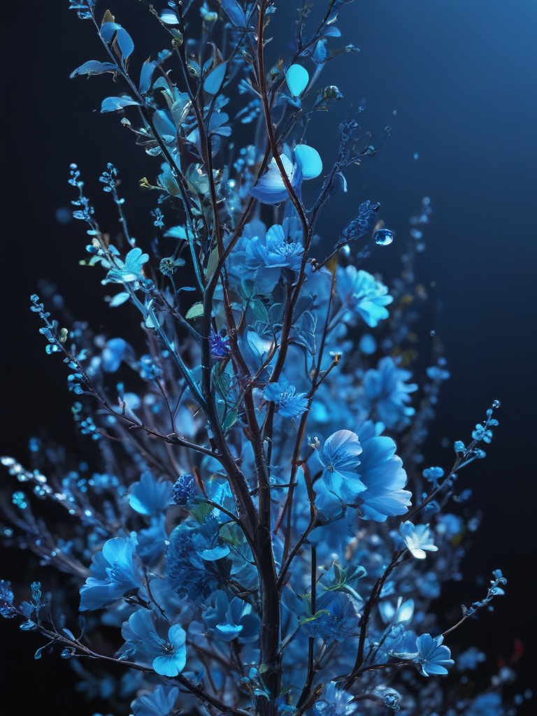 Enchanting Blue Floral Arrangement Illuminated by Soft, Dreamy Light ...