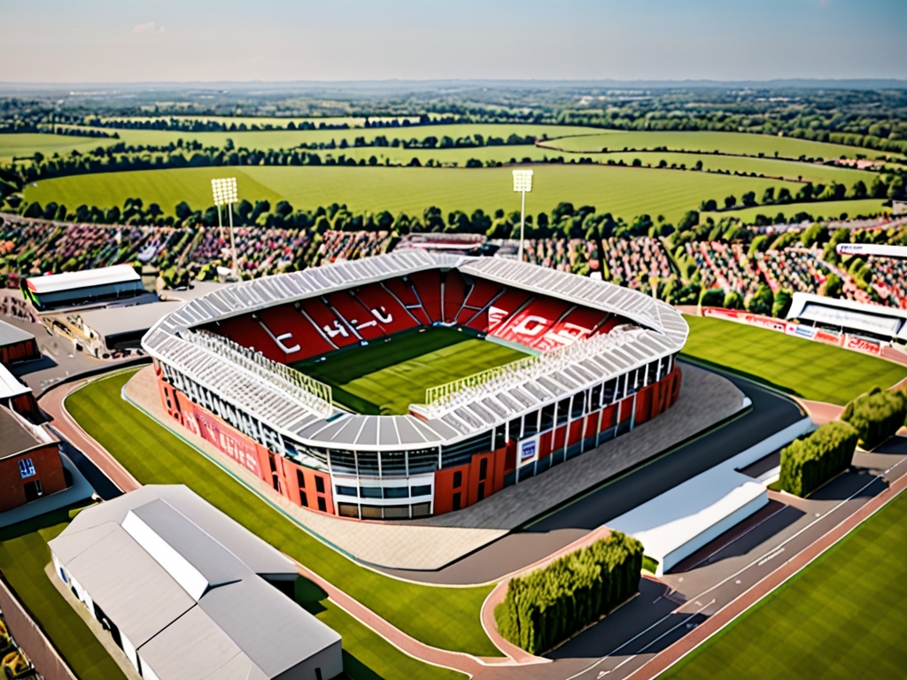 new stadium for wrexham fc, photorealistic