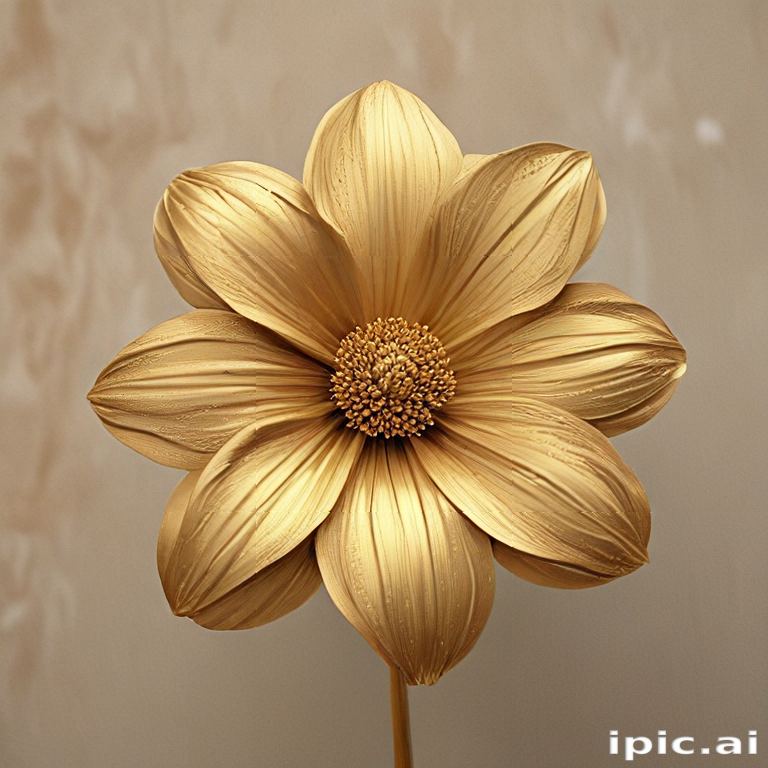 Stunning Golden Flower Sculpture with Elegant Petals and Intricate Details