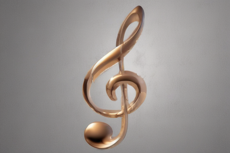 Elegant Golden Treble Clef Shining Brightly Against a Soft Gray Background