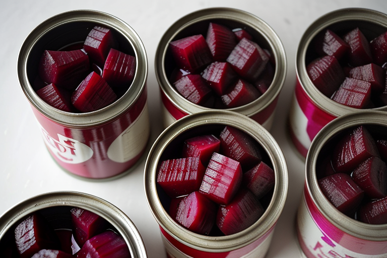 Colorful Cans of Pickled Beets Ready for Culinary Delights and Enjoyment