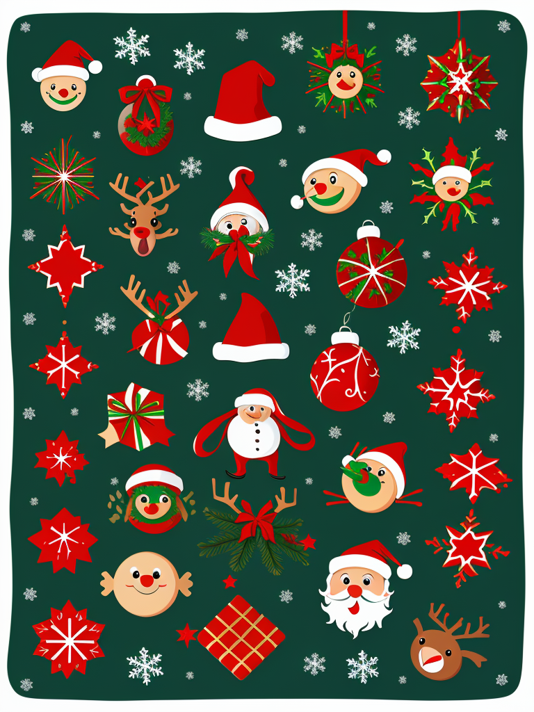 Colorful Christmas Pattern Featuring Santa, Snowflakes, and Festive ...