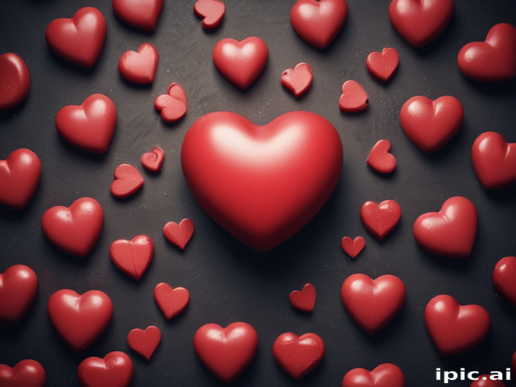 Vibrant Red Hearts Creating a Romantic and Playful Atmosphere on Display