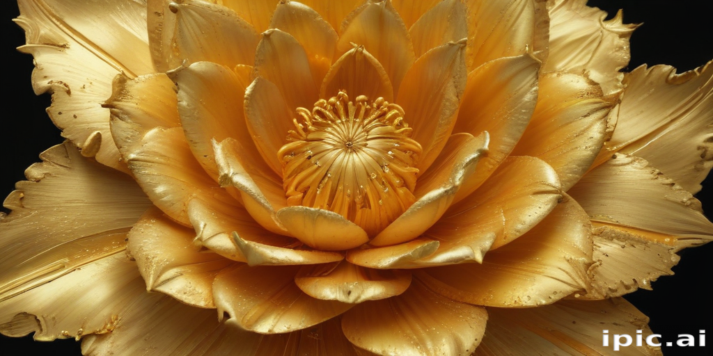 Exquisite Golden Flower Blooming with Intricate Petals and Delicate Details