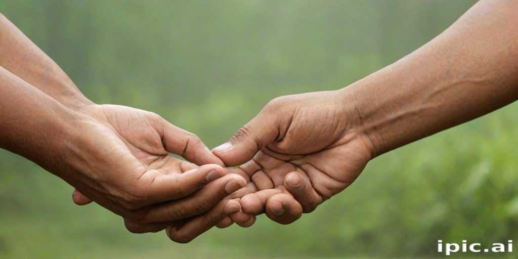 Two Hands Coming Together in a Gesture of Connection and Unity