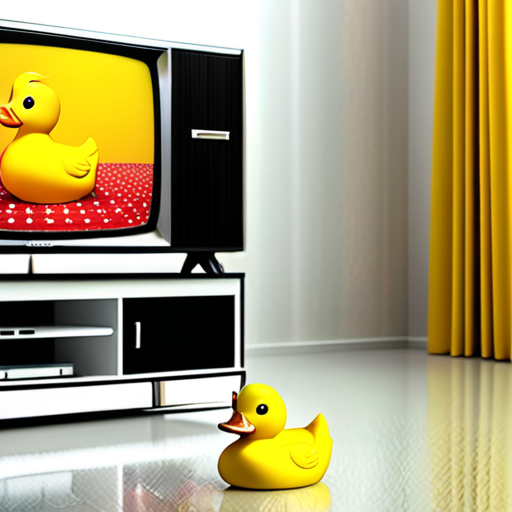 yellow duck watching television