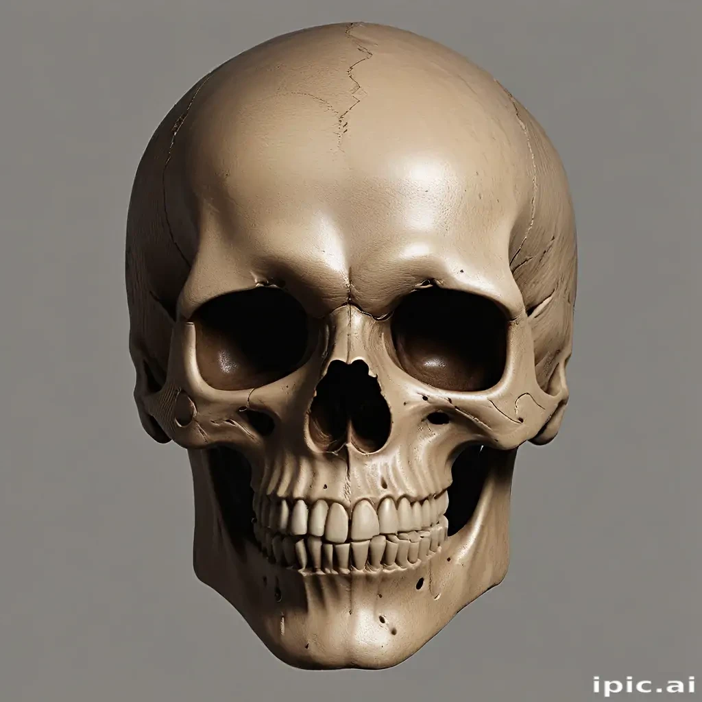 Realistic 3D Model of a Human Skull with Detailed Features and Texture