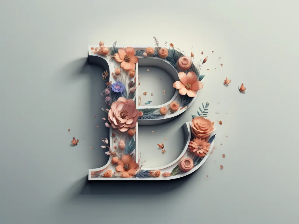 Beautifully Floral Letter B Design with Vibrant Colors and Textures