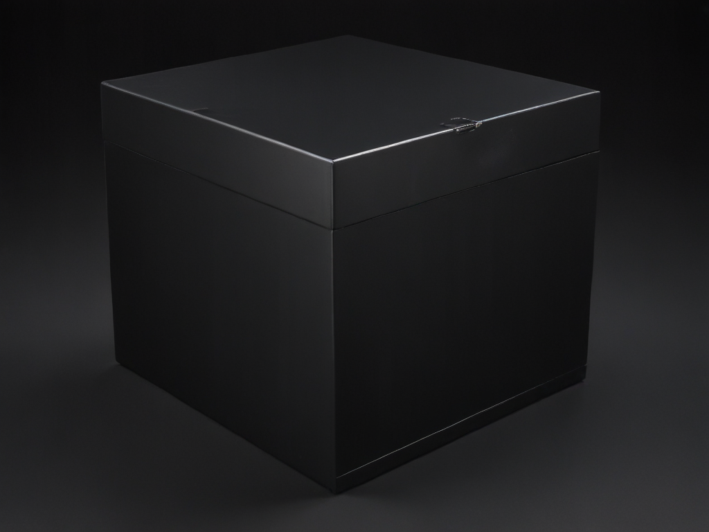 A Sleek, Modern Black Box on a Dark Background for Storage Solutions.