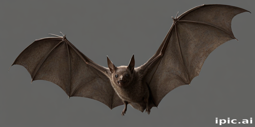 A Realistic 3D Render of a Bat in Mid-Flight Against a Neutral Background