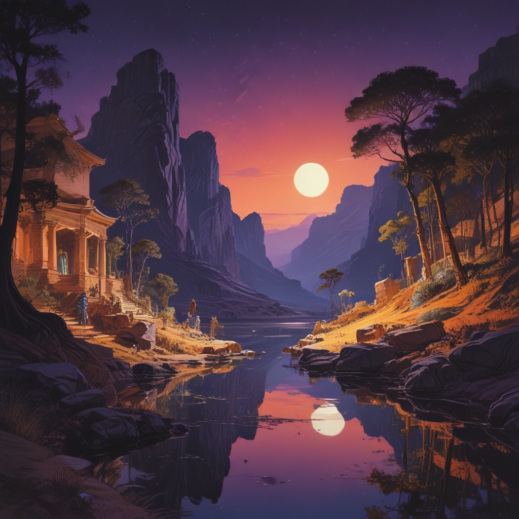 syd mead roman landscape psychedelia moonlight