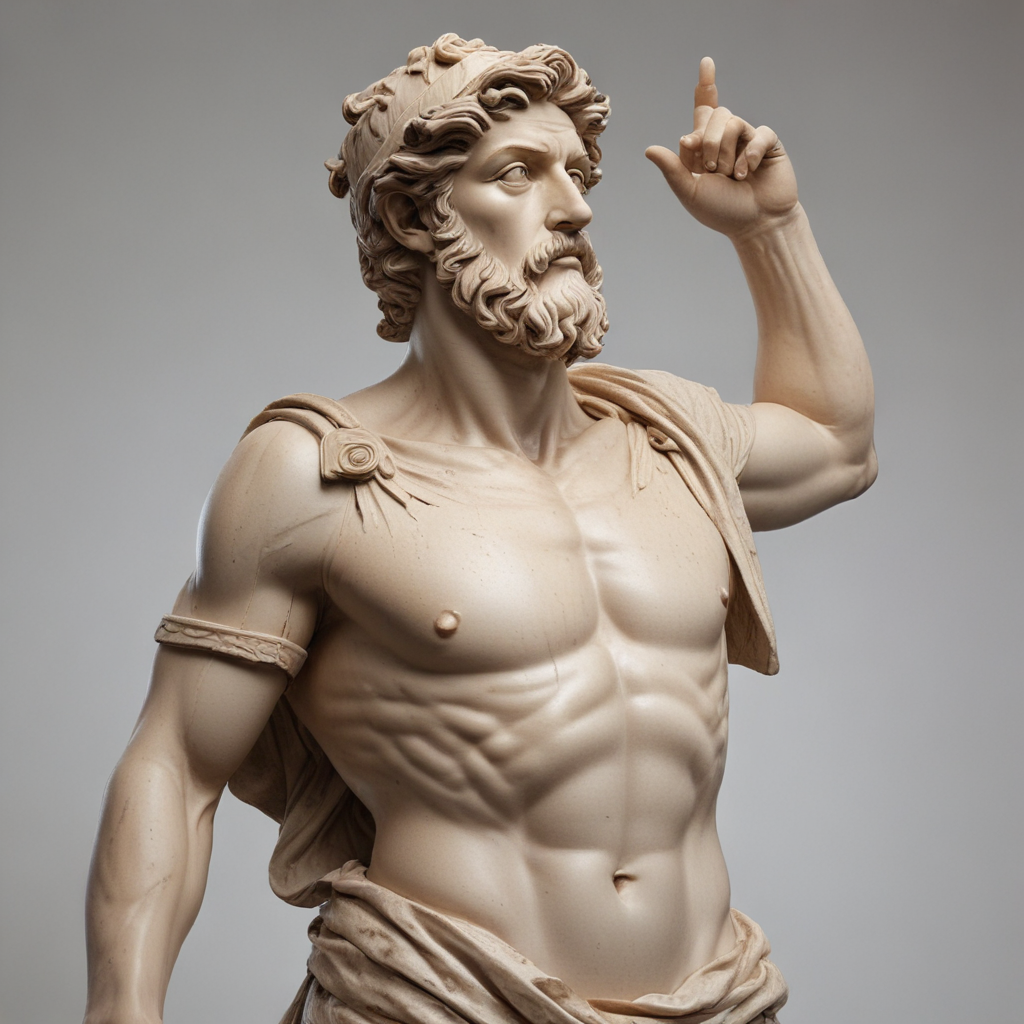 Majestic Marble Sculpture of a Classical Hero with Powerful Presence