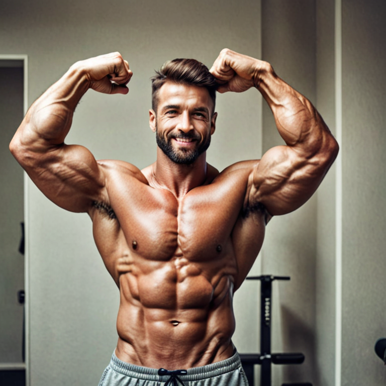 Big strong masculine muscular man, big biceps, big triceps, big ...