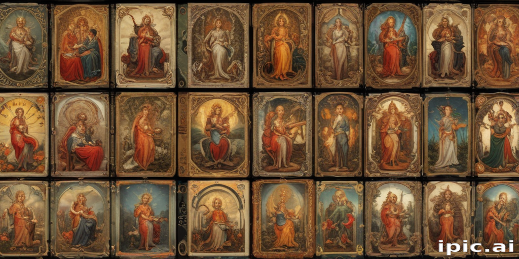 A Collection of Beautifully Illustrated Religious Figures in Ornate Frames