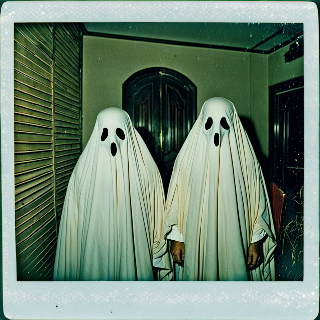 a polaroid of a two male ghosts