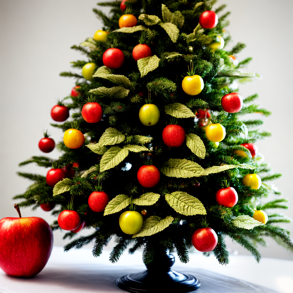 colorful Christmas tree cherry tomatoes and apples