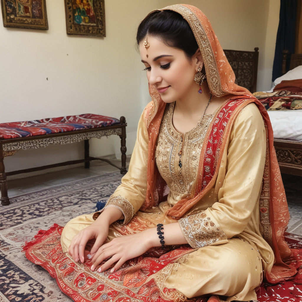 Beautiful Afghani Pathan wife applying Hina