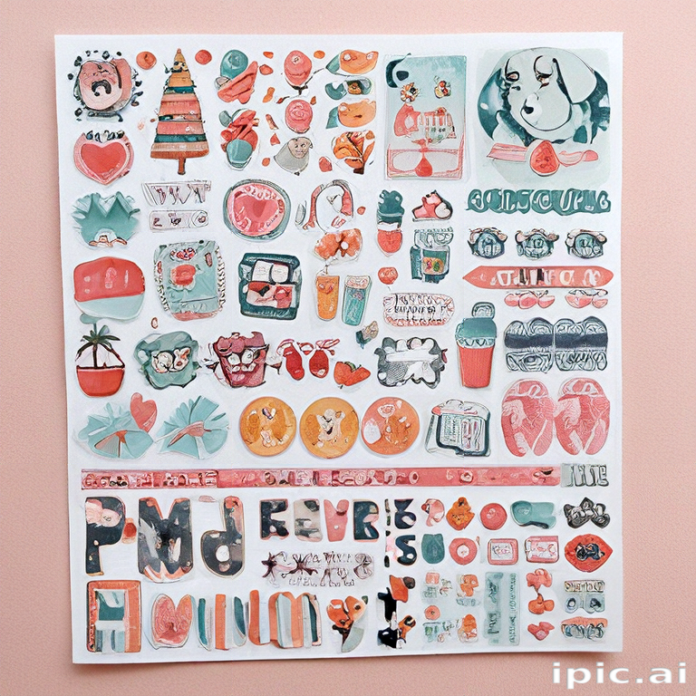 A Colorful Collection of Whimsical Stickers Featuring Animals and Food ...