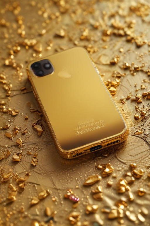 Luxurious Golden Phone Case Surrounded by Glimmering Gold Decorations ...