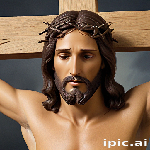 Realistic Sculpture of Jesus Christ Depicted as Crucified with Thorn Crown