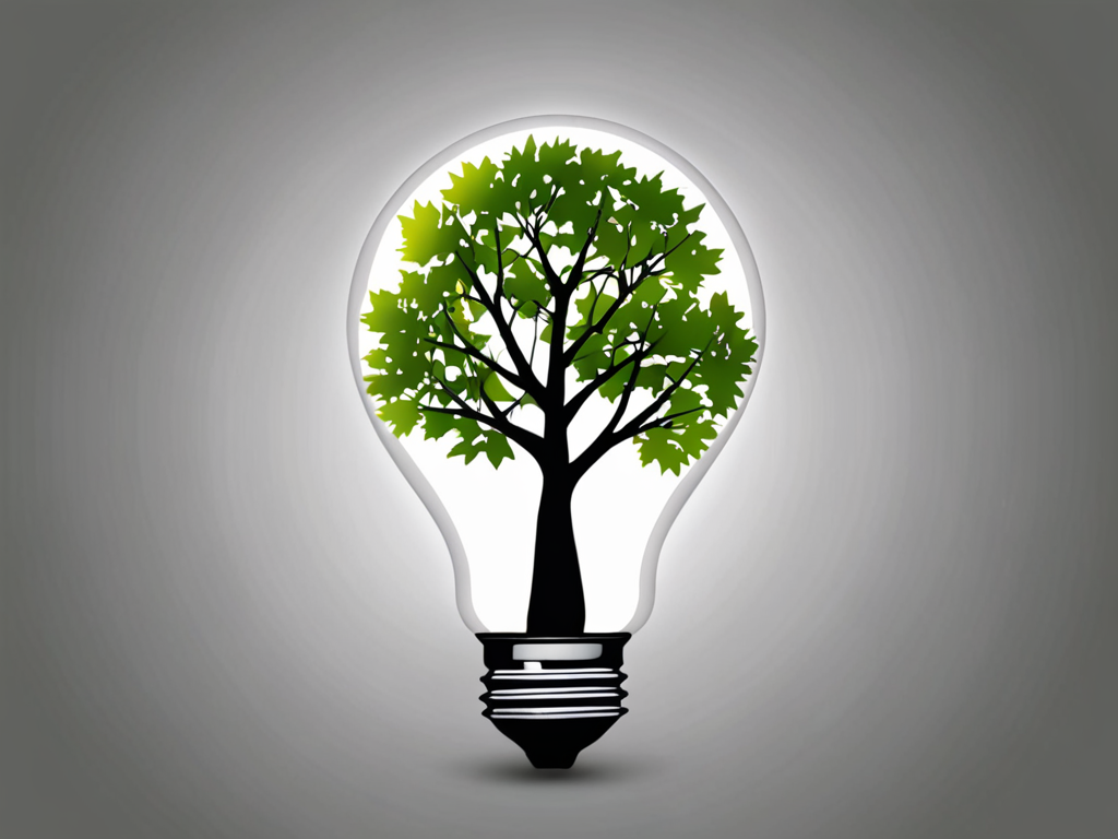 the symbol for a tree within a light bulb as an icon