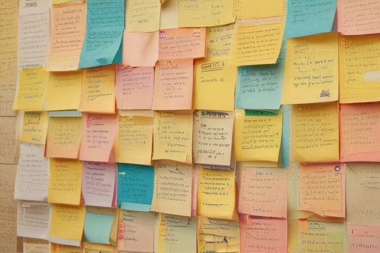 Colorful Wall of Sticky Notes Displaying Various Thoughts and Ideas