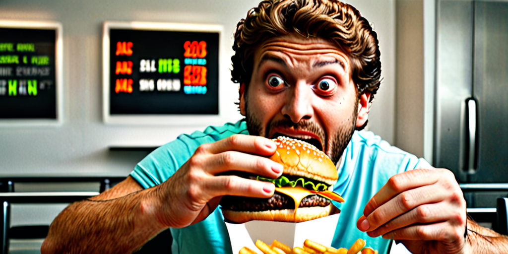 Scared person eating the best burger