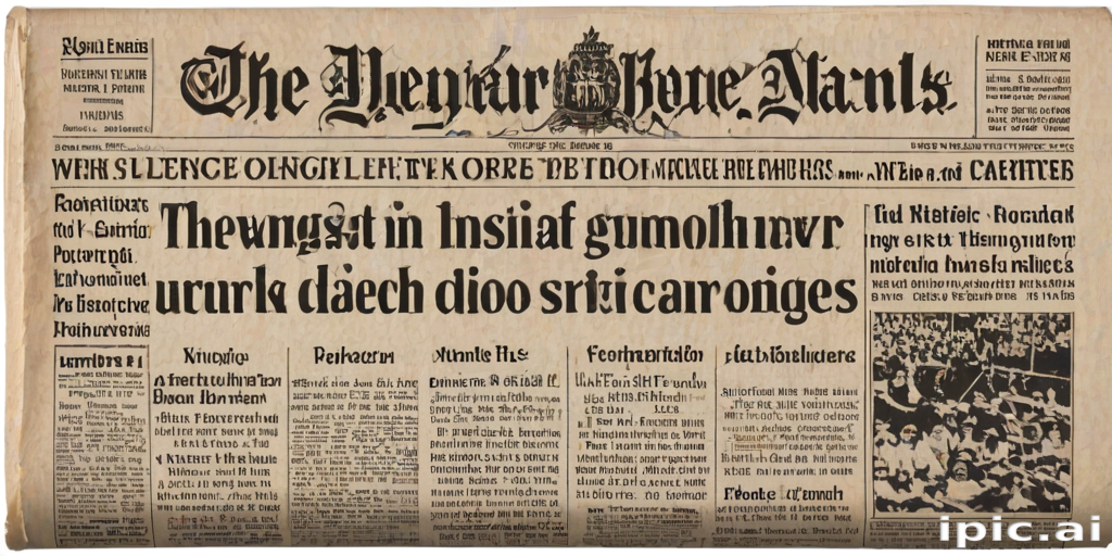 Historical Newspaper Front Page Featuring Major Events and Notable ...