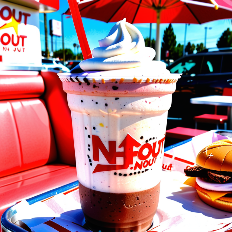 Delicious In-N-Out Milkshake with Whipped Cream and Colorful Toppings