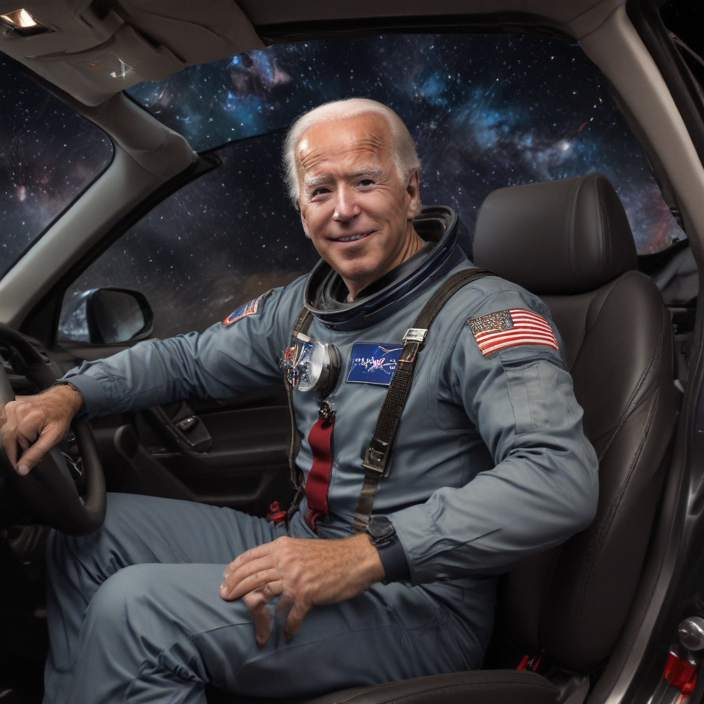 Funny, Joe Biden, Astronaut, Clown, in Cosmos, Space, sitting inside ...