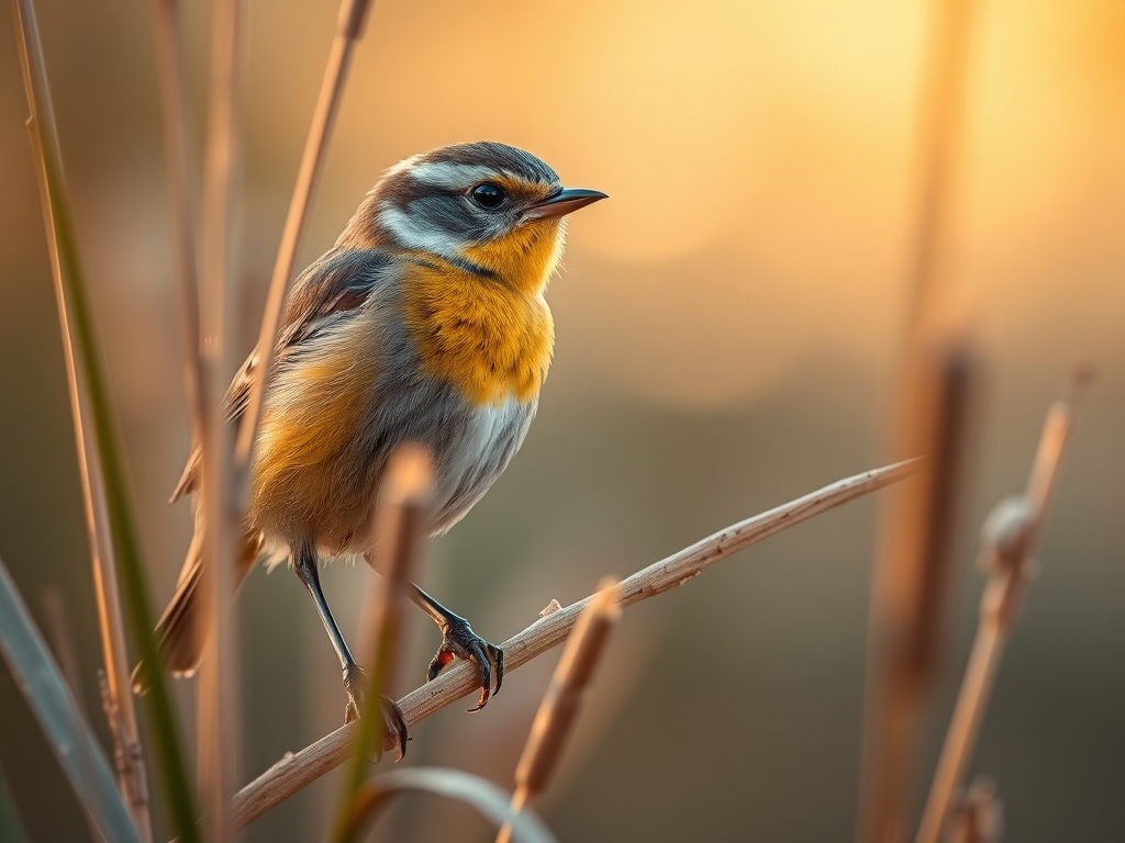 A Colorful Bird Perched on a Branch Against a Beautiful Sunset Background.