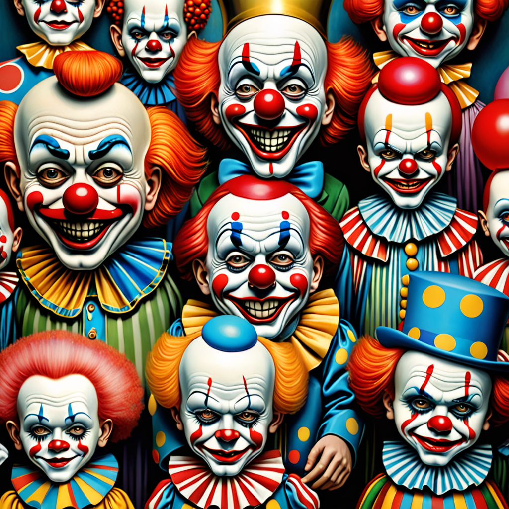 A bunch of clowns Mark Ryden style, high resolution