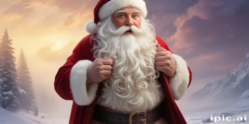 Jolly Santa Claus Surrounded by Snowy Landscapes in a Magical Winter Scene