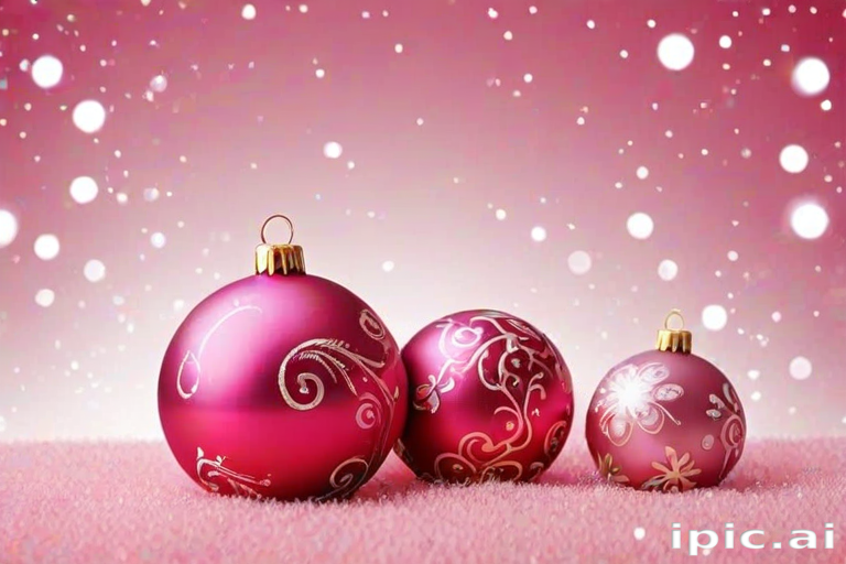 Festive Pink Ornaments Sparkling with Snowflakes for a Joyful Holiday ...