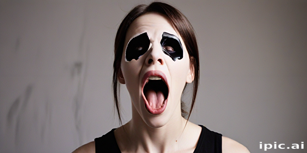 Expression of Surprise and Fear: Woman with Dramatic Face Paint Screaming