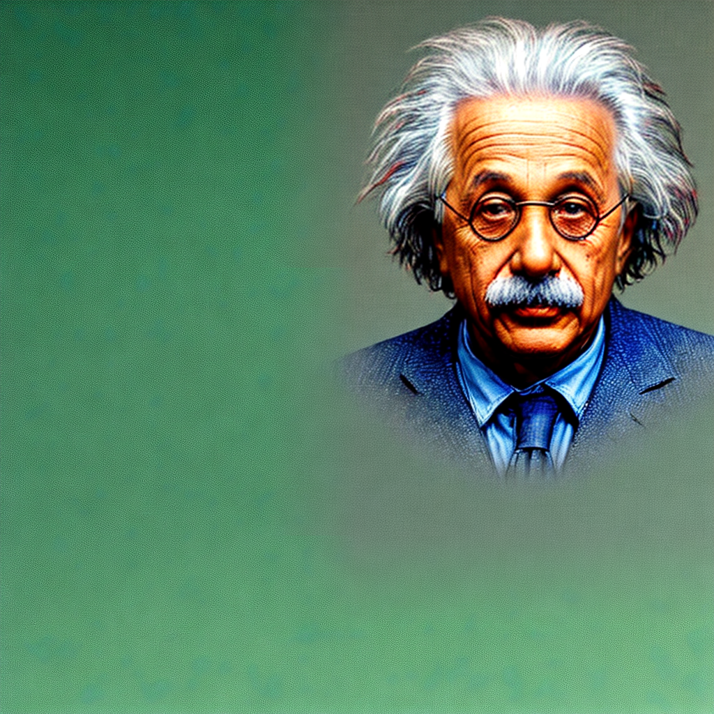 Einstein with goggle eyes