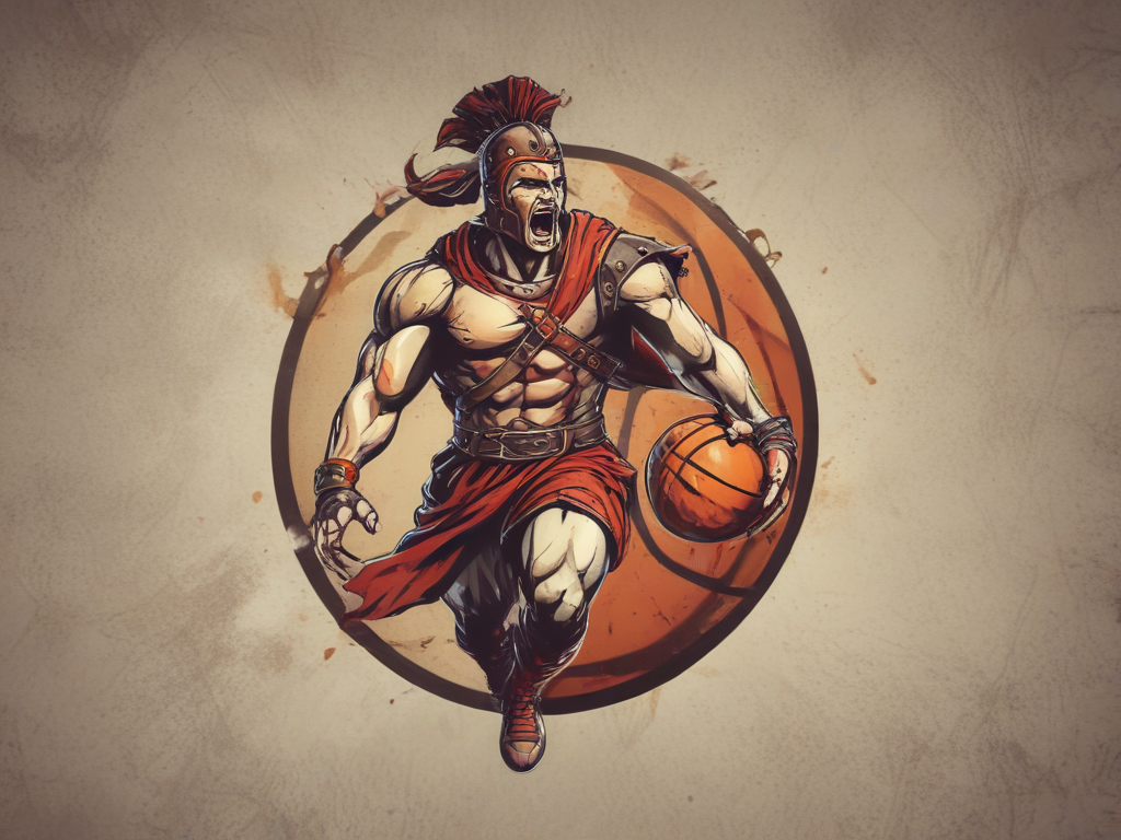 I want to create a logo for a basketball team with a gladiator holding ...