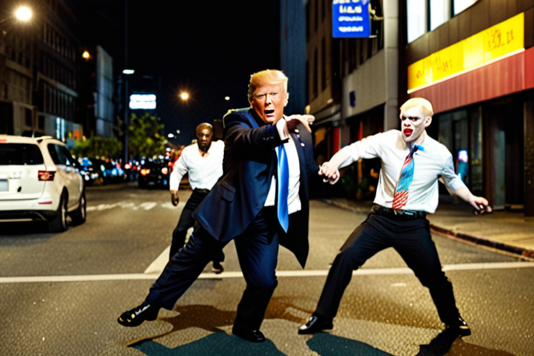 Donald Trump as the Omega Man fighting albino zombie vampires At night ...
