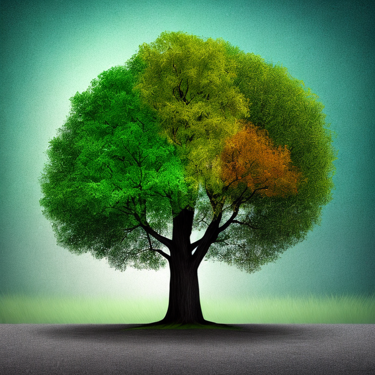 a stylised picture of a tree with ideas and thought bubbles as the leaves