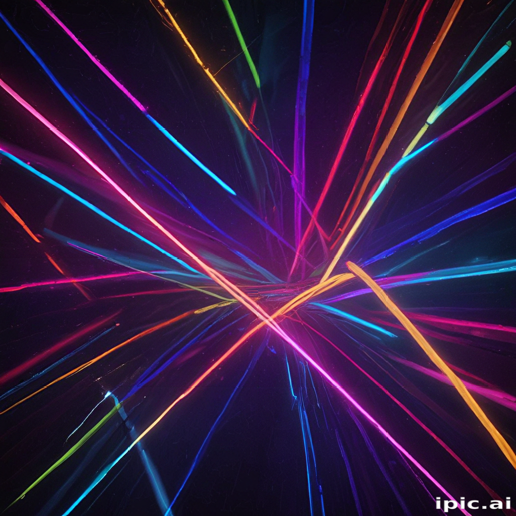 Vibrant Rays of Colorful Light Intersecting in a Dark Background